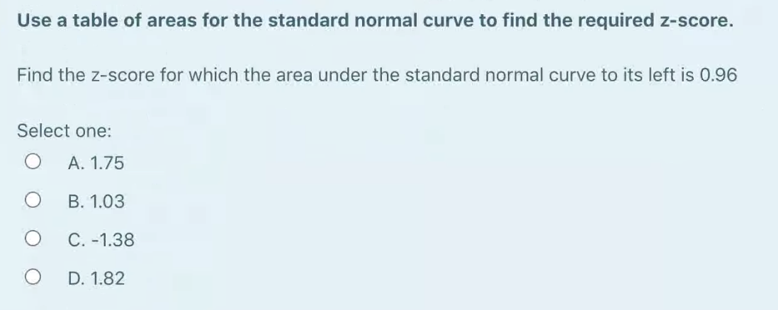 Solved Use a table of areas for the standard normal curve to | Chegg.com