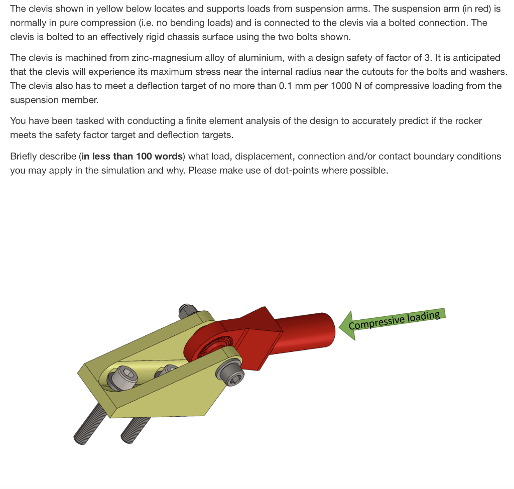 The clevis shown in yellow below locates and supports | Chegg.com