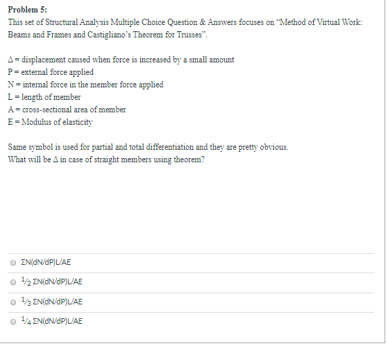 Solved Problem 5: This set of Structural Analysis Multiple | Chegg.com