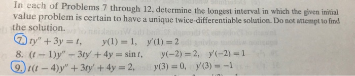 Solved In each of Problems 7 through 12, determine the | Chegg.com