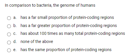 Solved In comparison to bacteria, the genome of humans a. | Chegg.com