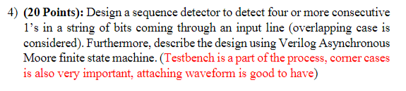 [Solved]: (20 Points): Design a sequence detector to detect