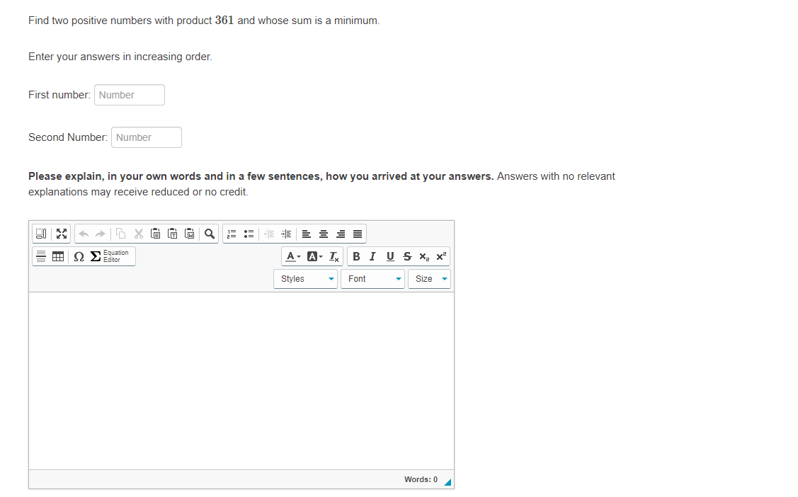 Solved Q5: Find two positive numbers with product 361361 | Chegg.com