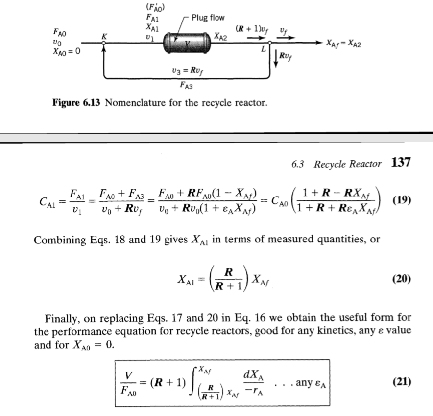 Solved For the recycle reactor equation (see eqt. 20, on | Chegg.com