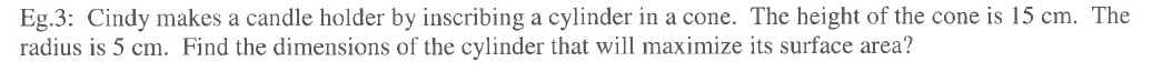 Solved MCV4U, ﻿optimization question. Eg.3: Cindy makes a | Chegg.com