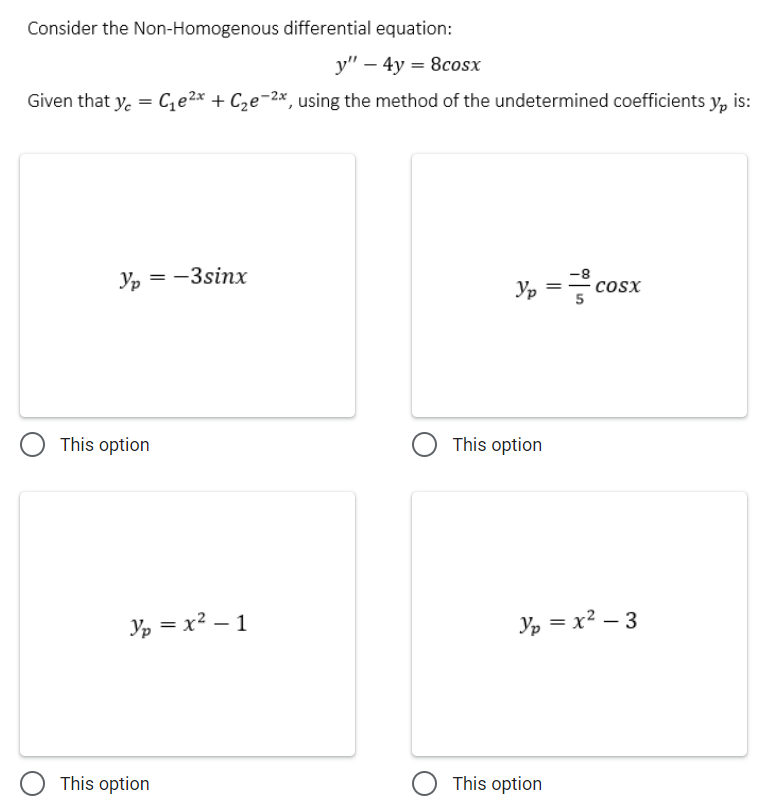 Solved Consider the Non-Homogenous differential equation: y" | Chegg.com