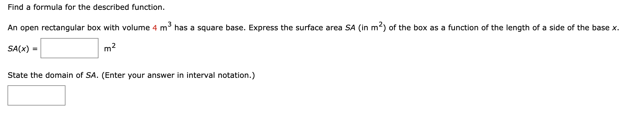 Solved Find a formula for the described function. An open | Chegg.com