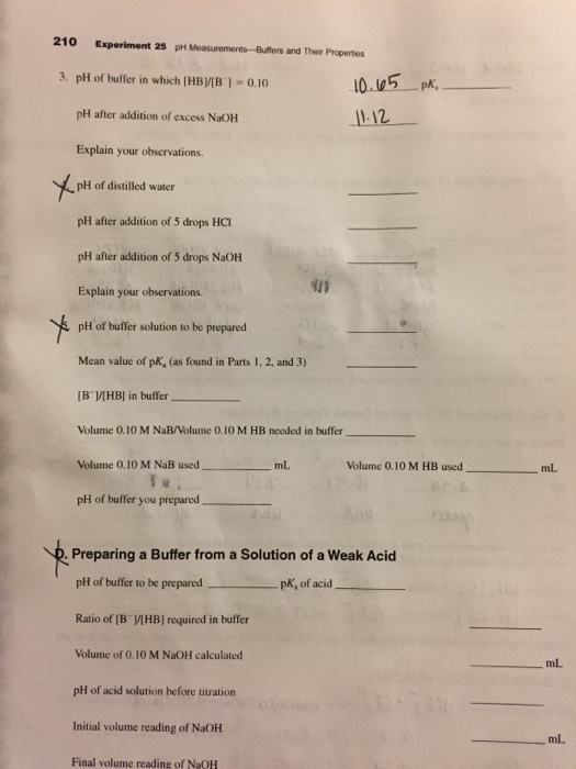 Solved Exp 25. pH Measurements-Buffers and Their Properties. | Chegg.com