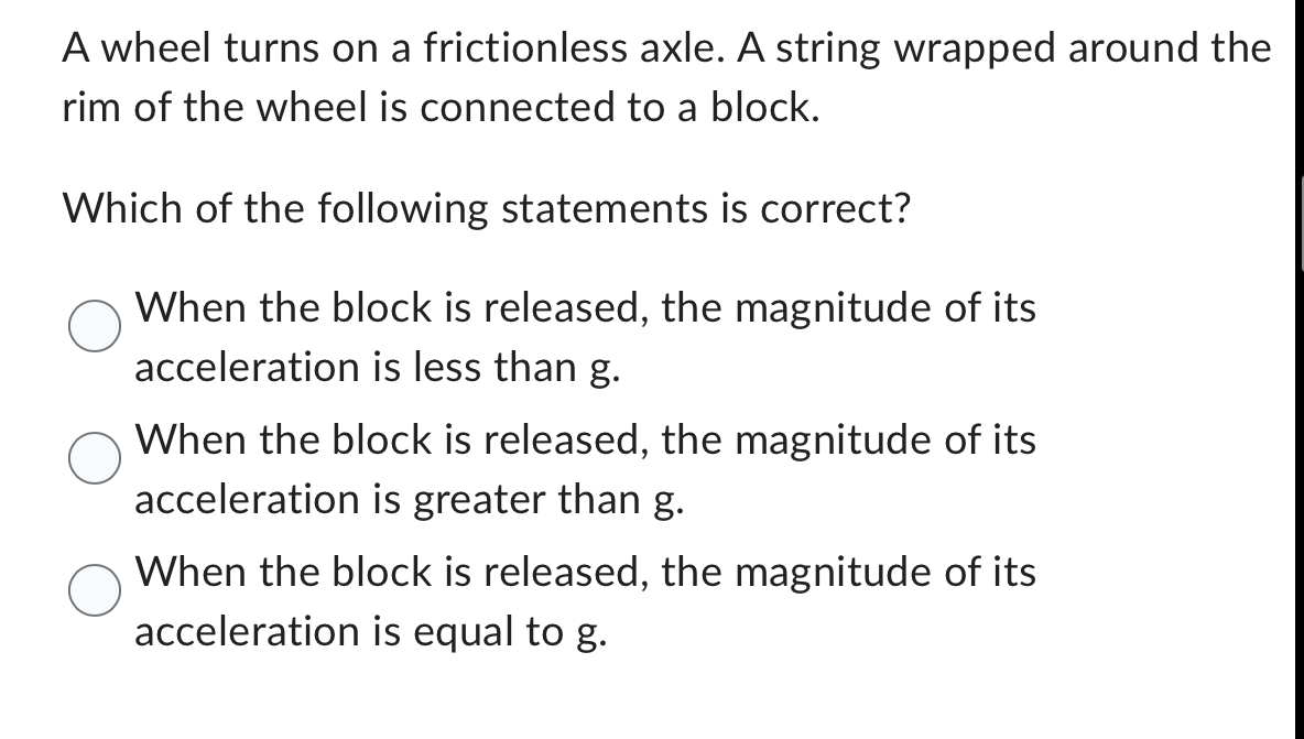 Solved A wheel turns on a frictionless axle. A string | Chegg.com
