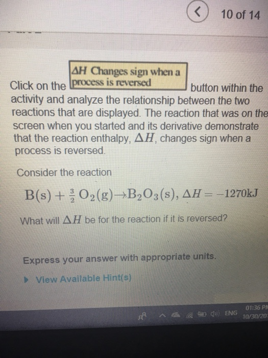 Solved 10 of 14 AH is an Extensive Property button within | Chegg.com