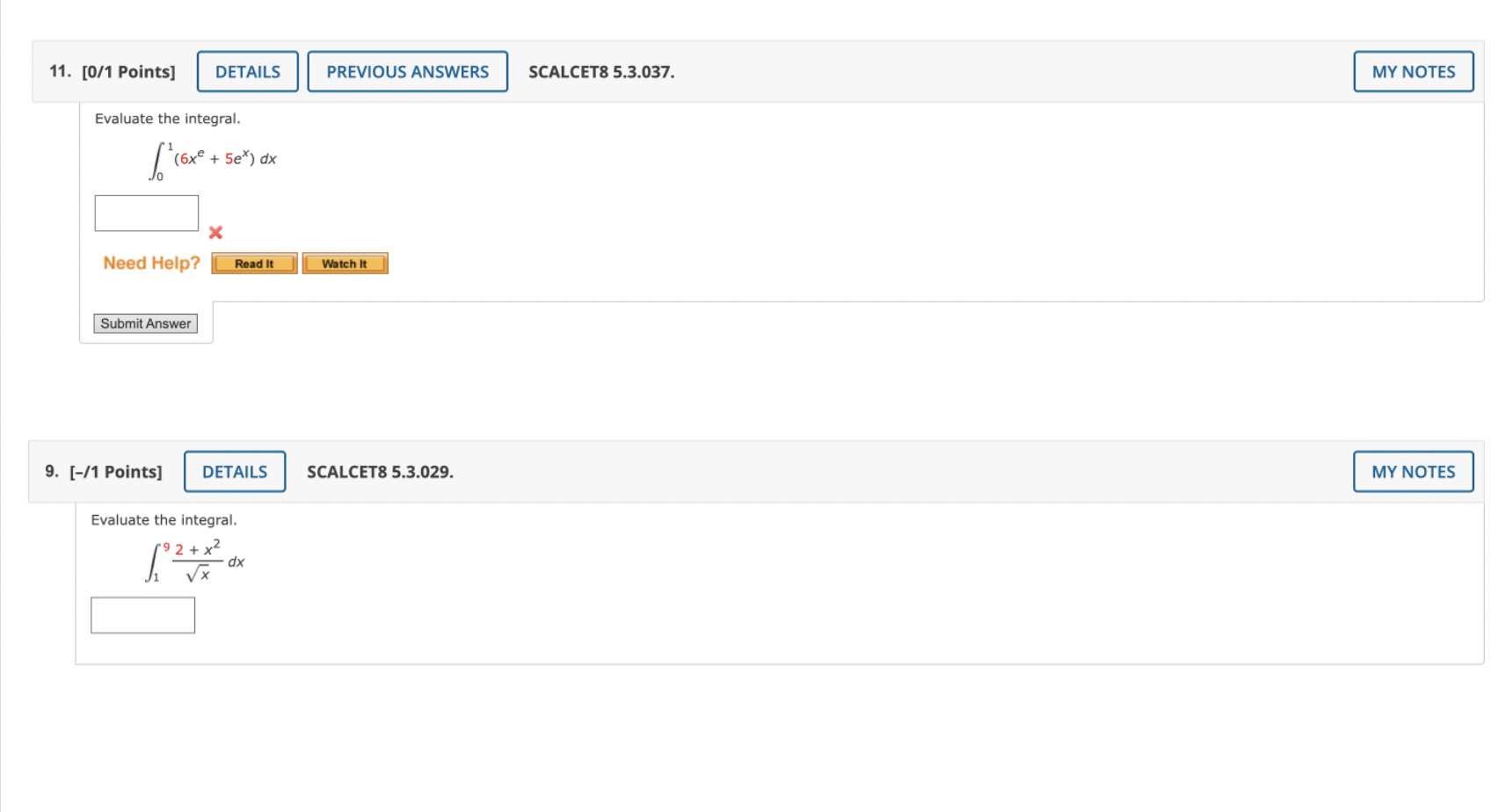Solved 11. [0/1 Points] DETAILS PREVIOUS ANSWERS SCALCET8 | Chegg.com