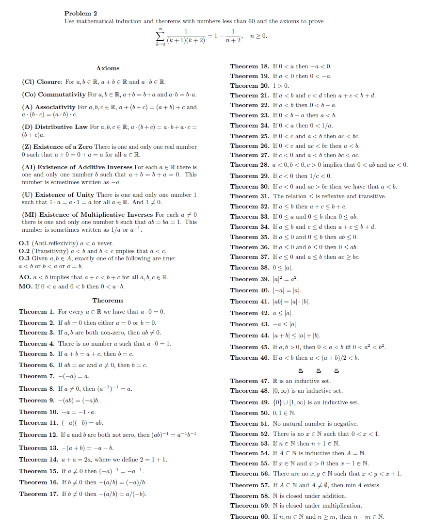 Solved Problem 2 Use mathematical induction and theorems | Chegg.com