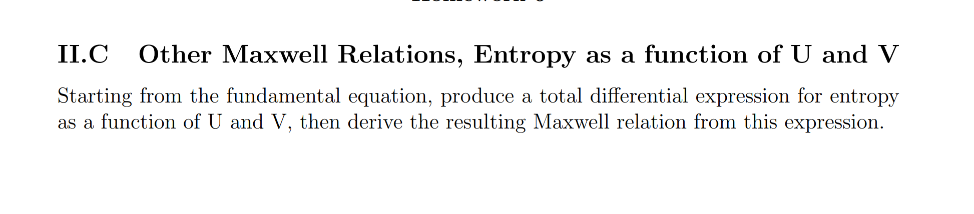 Solved II.C Other Maxwell Relations, Entropy as a function | Chegg.com