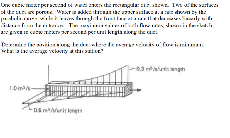 One cubic meter per second of water enters the | Chegg.com