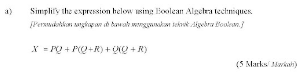 Solved Simplify the expression below using Boolean Algebra | Chegg.com