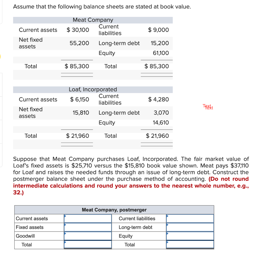 Solved Assume That The Following Balance Sheets Are Stated Chegg