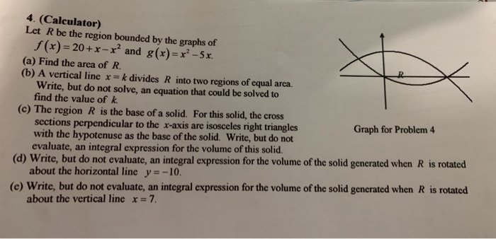 Solved 4. (Calculator) Let R be the region bounded by the | Chegg.com