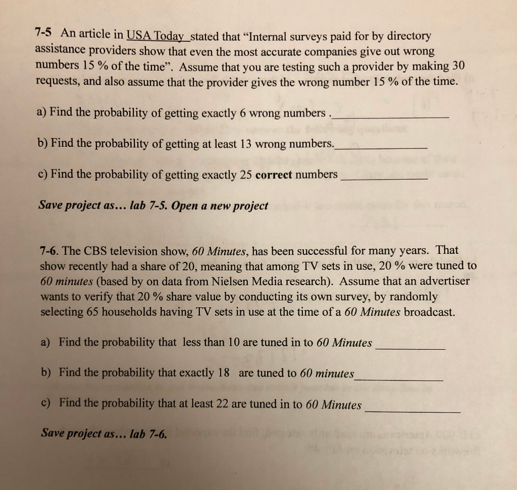 using minitab, solve these probability statistics | Chegg.com