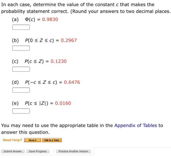Solved In each case, determine the value of the constant c | Chegg.com