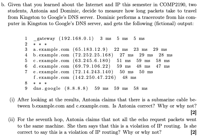 Solved b. ﻿Given that you learned about the Internet and IP | Chegg.com