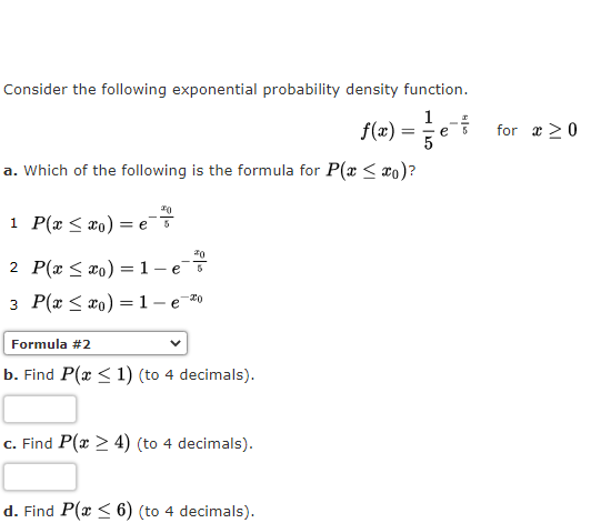Solved Consider the following exponential probability | Chegg.com