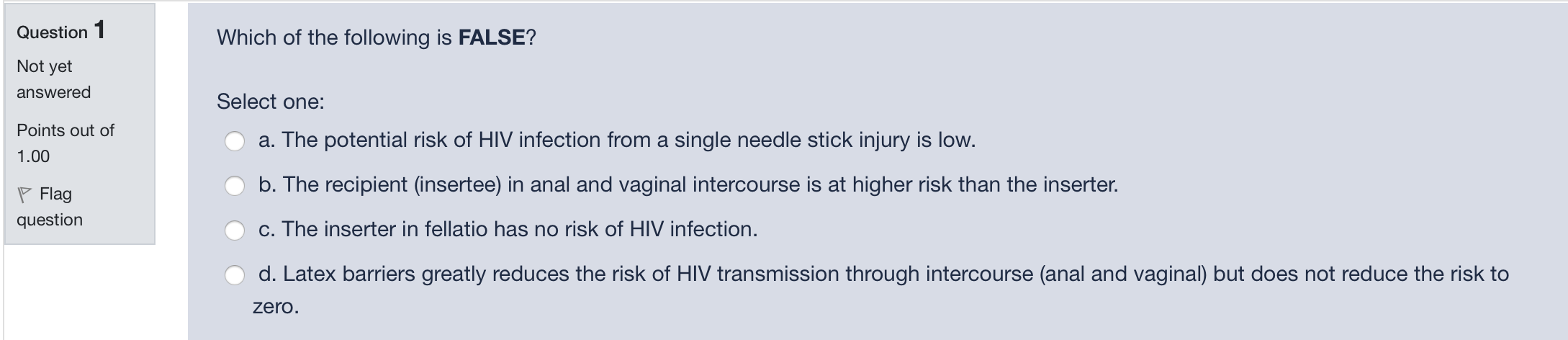 Solved Question 1 Which of the following is FALSE? Not yet | Chegg.com
