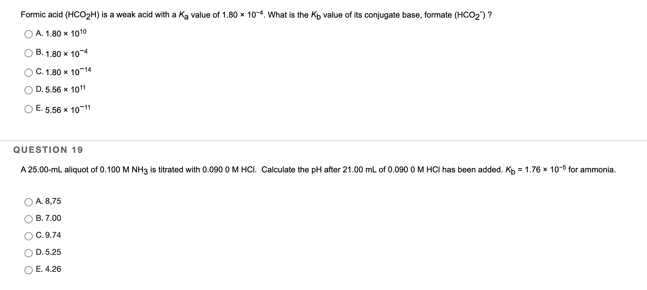 Solved Formic acid (HCO2H) is a weak acid with a Ka value of | Chegg.com