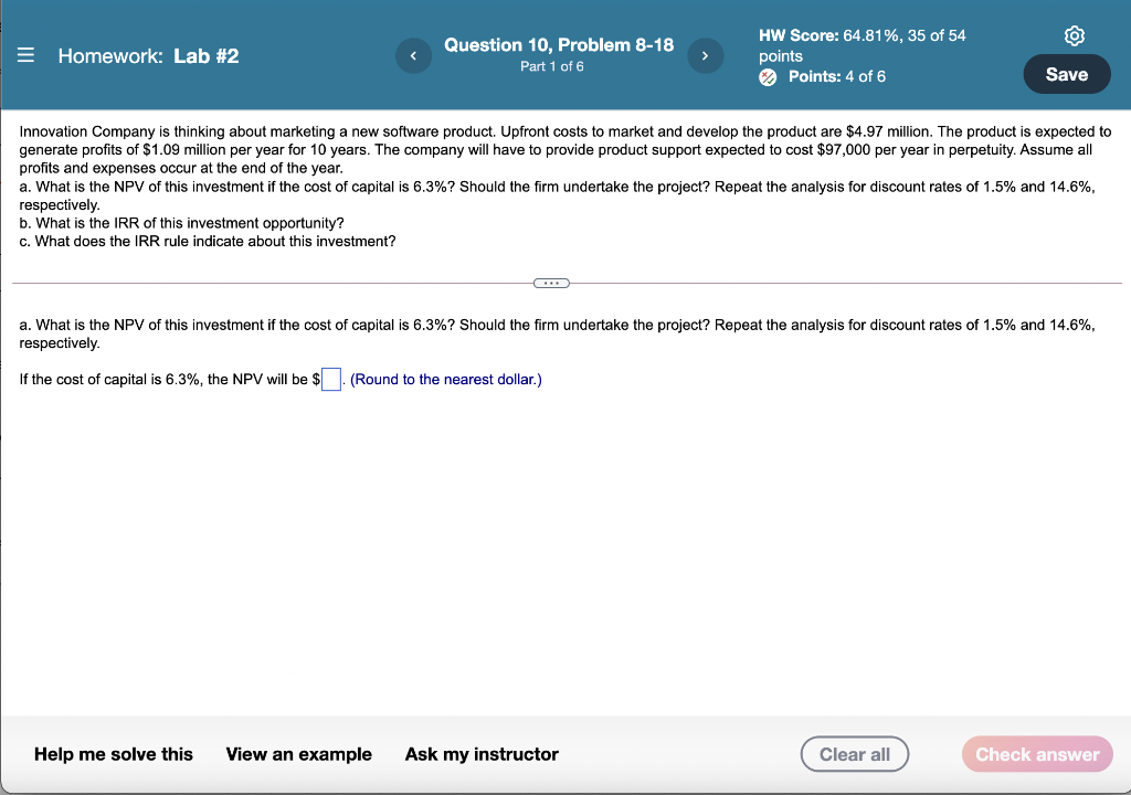Solved = Homework: Lab #2 Question 10, Problem 8-18 Part 1 | Chegg.com