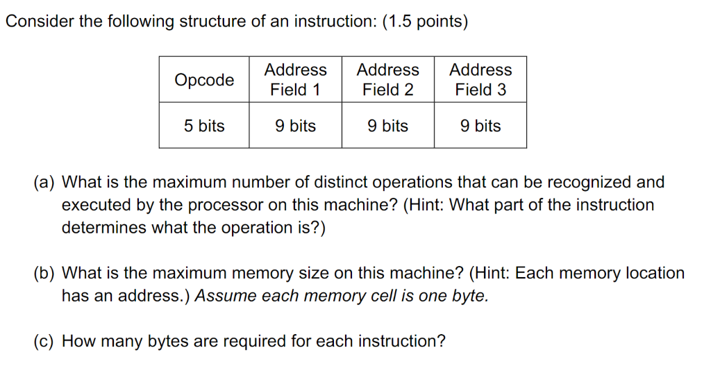 Solved Consider the following structure of an instruction: ( | Chegg.com