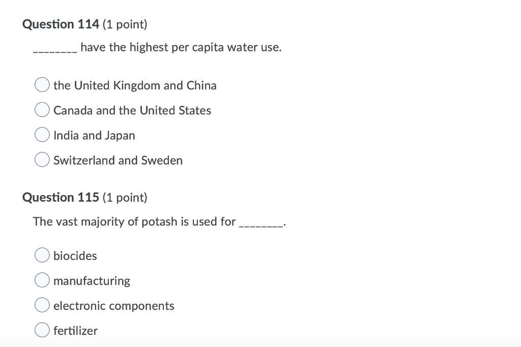 Solved Question 110 (1 point) Canada has been given at | Chegg.com