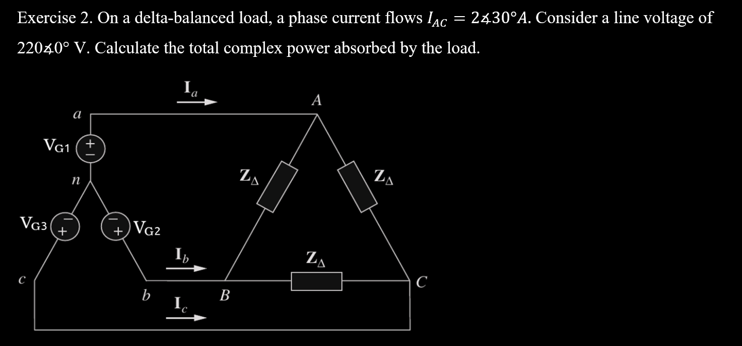 Solved Ejercicio 2. ﻿En una carga balanceada en delta, fluye | Chegg.com