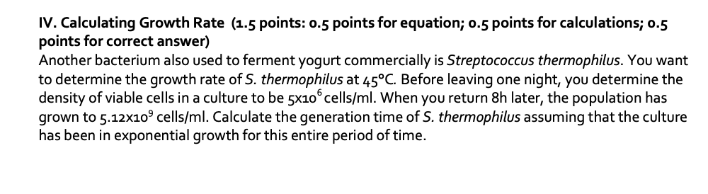 Solved IV. Calculating Growth Rate ( 1.5 points: 0.5 points | Chegg.com