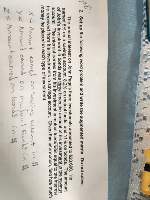 Solved Set up the following word problem and write the | Chegg.com