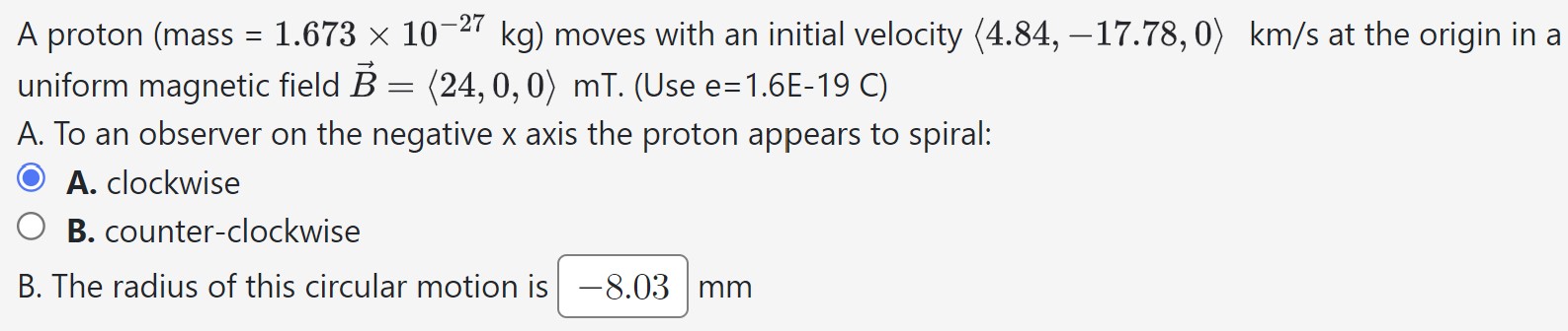 Solved CAN'T SOLVE THIS!! A proton (mass =1.673×10-27kg ) | Chegg.com