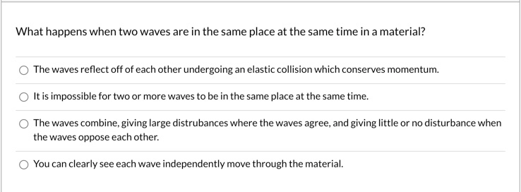 Solved What happens when two waves are in the same place at | Chegg.com