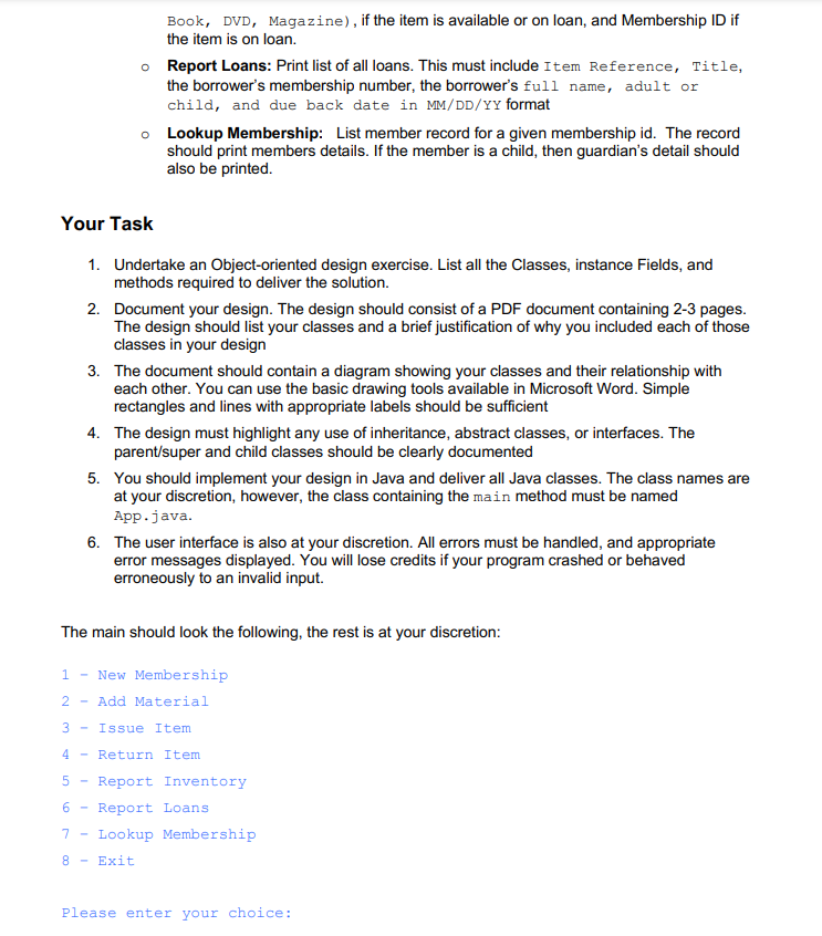 Solved rary Case Study are to design a simple library | Chegg.com