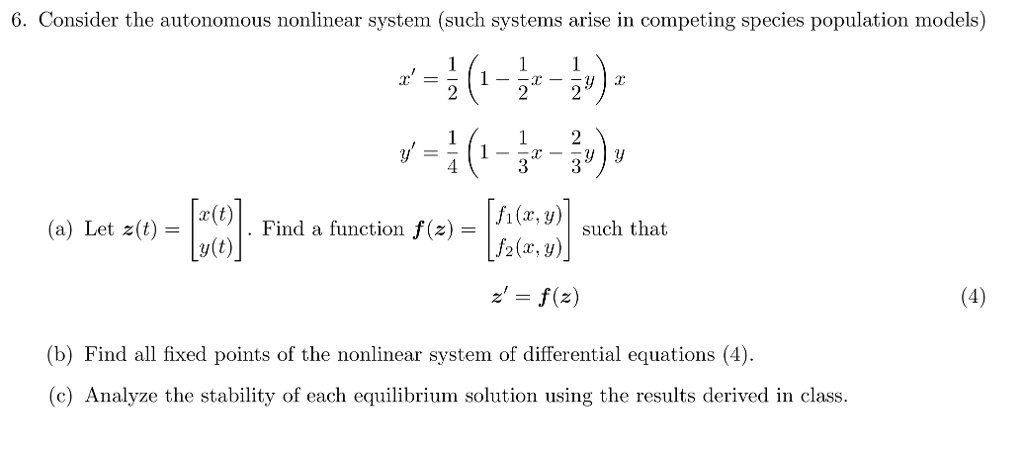 Solved 6. Consider the autonomous nonlinear system (such | Chegg.com