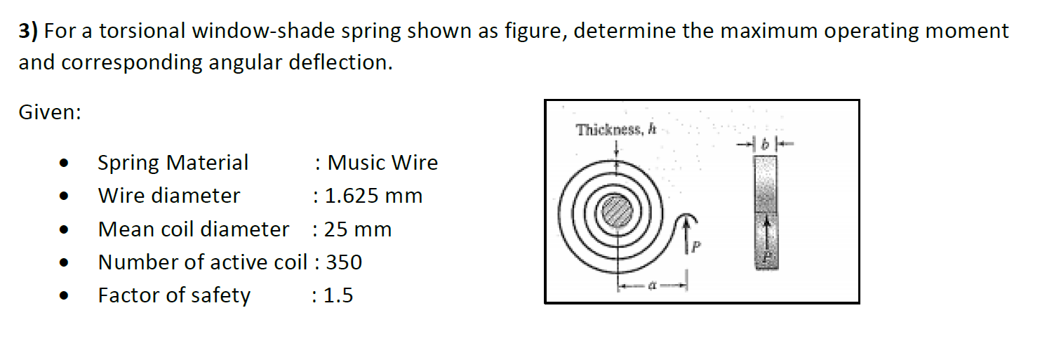 3) For a torsional window-shade spring shown as | Chegg.com