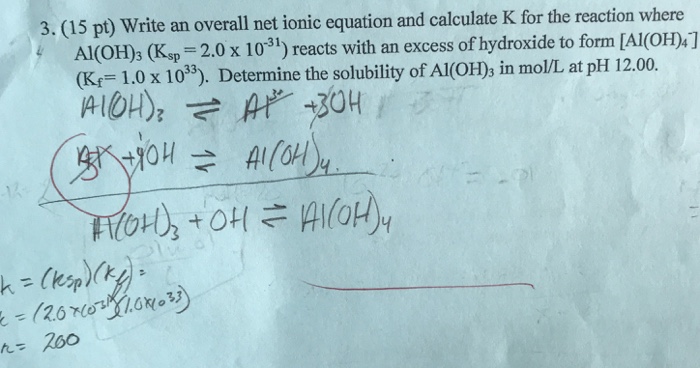 Solved (15 pt) Write an overall net ionic equation and | Chegg.com