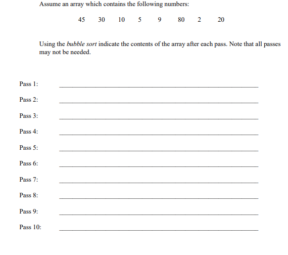 Solved Assume an array which contains the following numbers: | Chegg.com