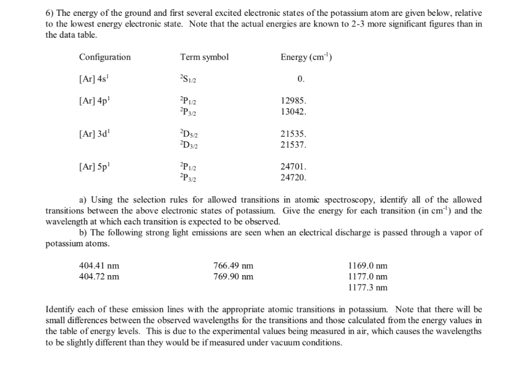 Using the selection rules for allowed transitions in | Chegg.com
