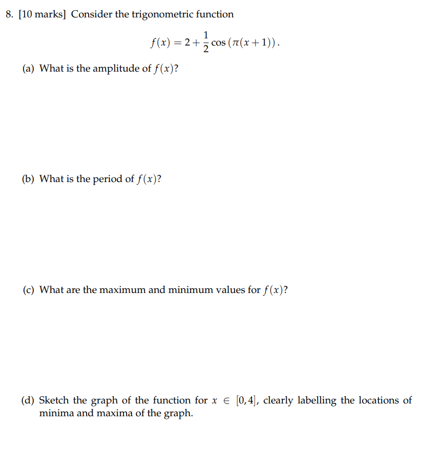 Solved 8. [10 marks] Consider the trigonometric function | Chegg.com