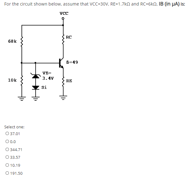 Solved For the circuit shown below, assume that VCC=30V, | Chegg.com
