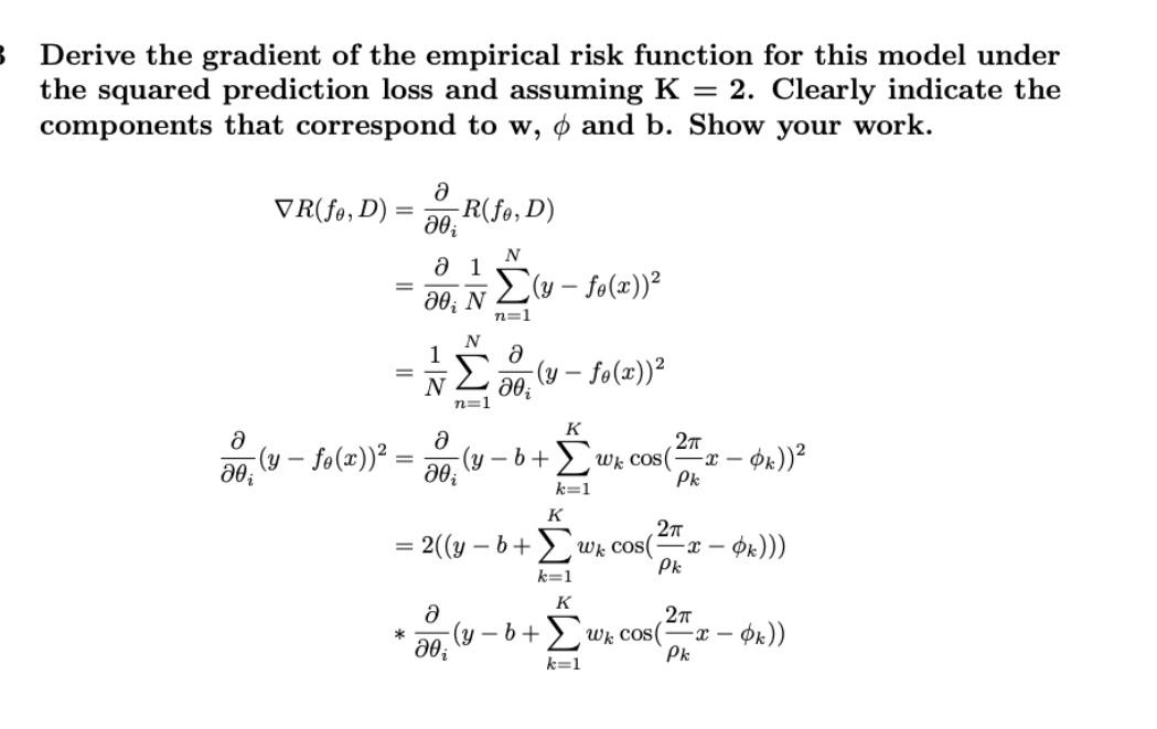 Derive the gradient of the empirical risk function | Chegg.com