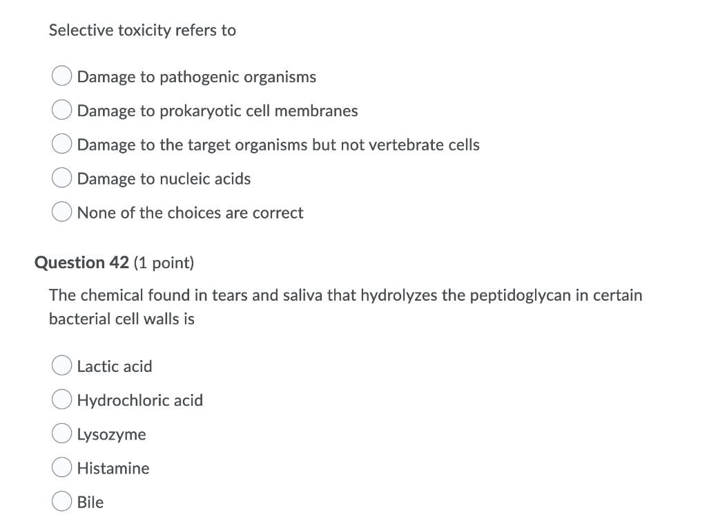 Solved Selective toxicity refers to Damage to pathogenic | Chegg.com