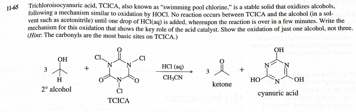Solved 11-65 Trichloroisocyanuric acid, TCICA, also known as | Chegg.com
