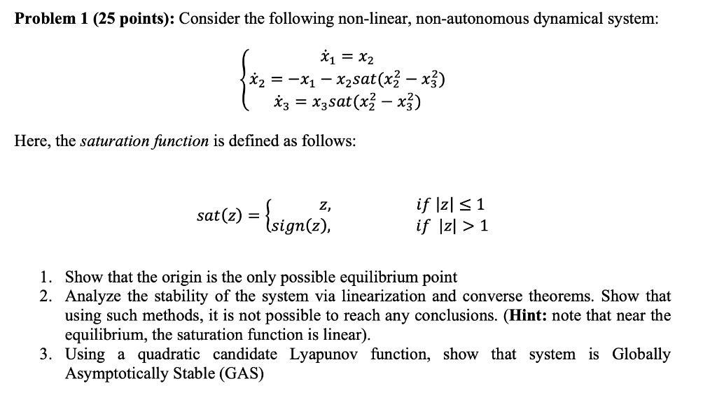 Solved Problem 1 (25 points): Consider the following | Chegg.com