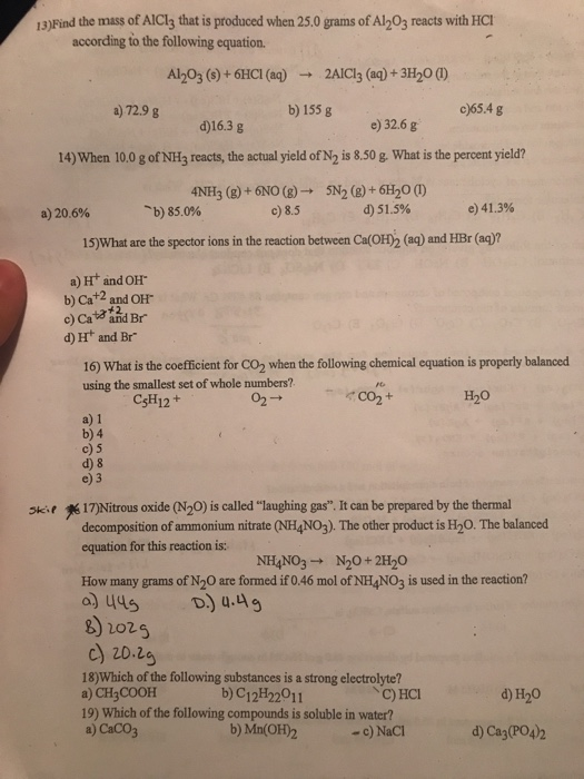 Solved 13)Find the mass of AlCl3 that is produced when 25.0 | Chegg.com