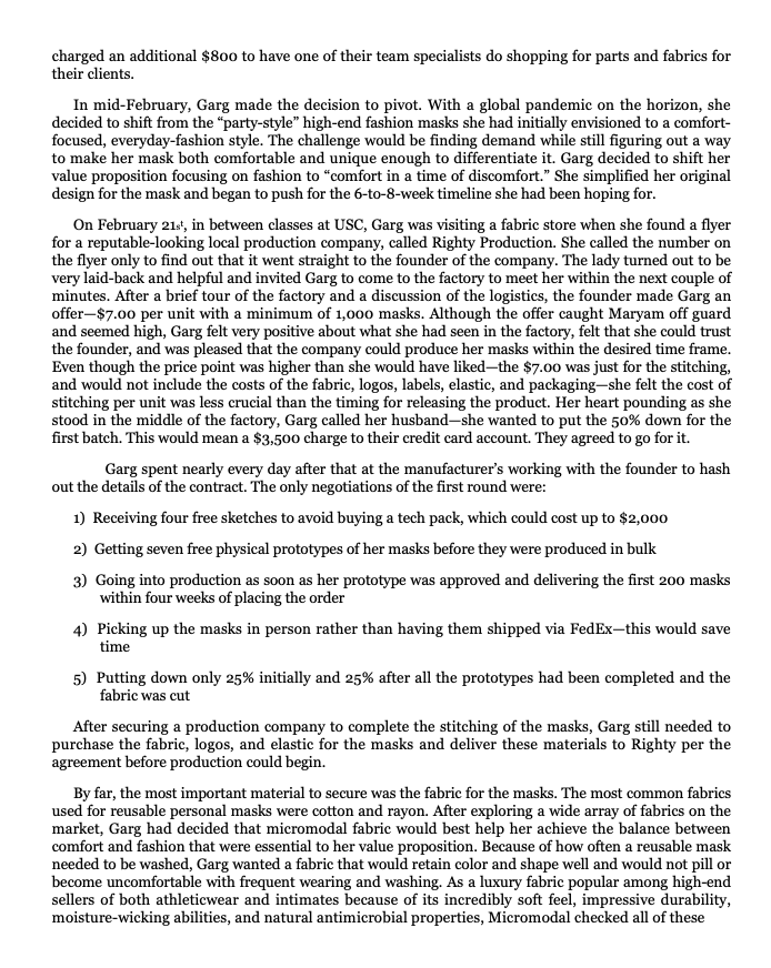 MODMASK: Starting Up in a Pandemic Bzzz. Bzzzzz. | Chegg.com