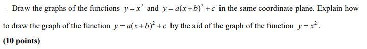 Solved Draw the graphs of the functions y=xand y=a(x+b) +c | Chegg.com